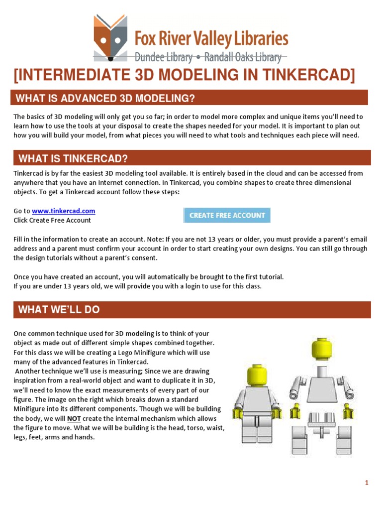 Intermediate 3D Modeling in Tinkercad | PDF | 3 D Computer Graphics | 3 ...