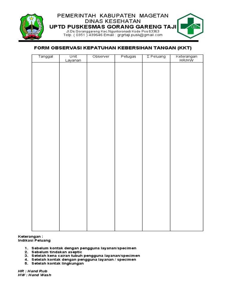 Form Kepatuhan Cuci Tangan Apd | PDF