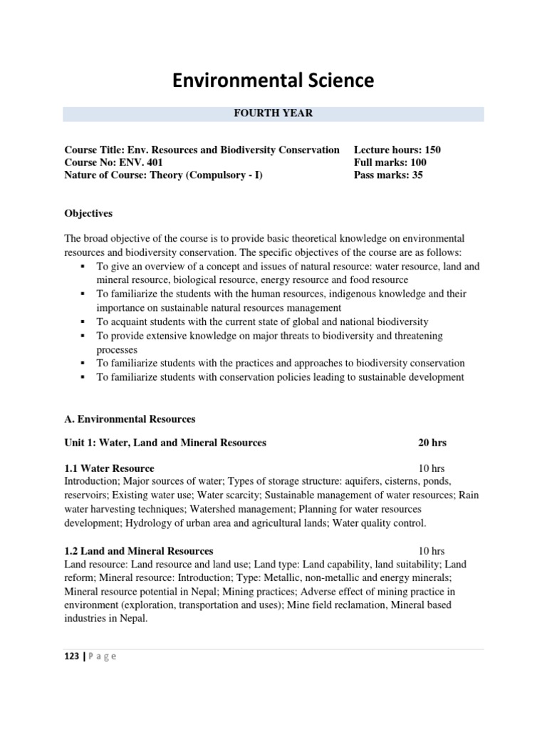 Full Syllabus | PDF | Conservation Biology | Sustainability