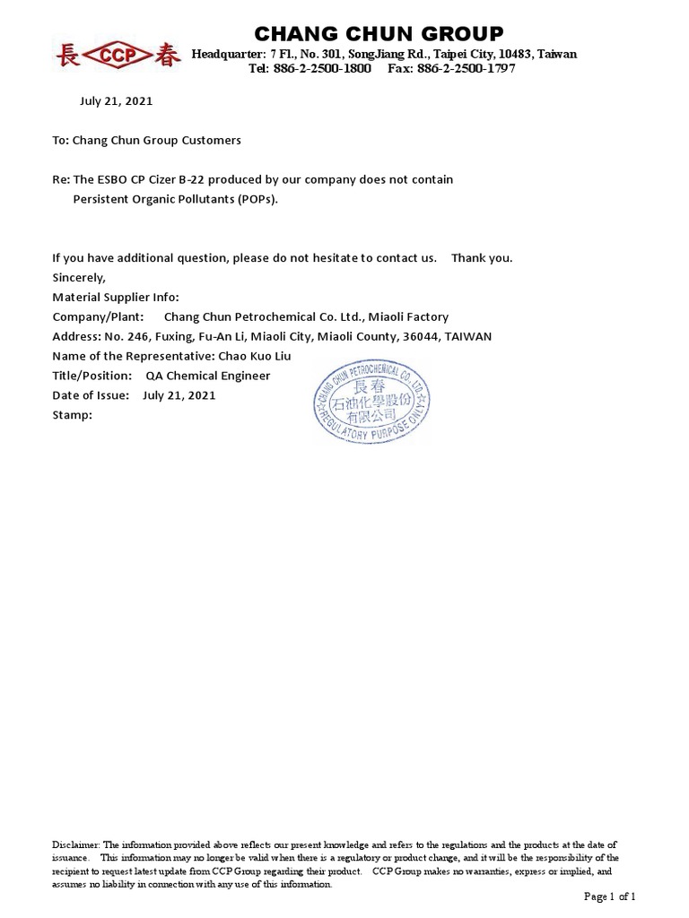 Chang Chun Group: Tel: 886-2-2500-1800 Fax: 886-2-2500-1797 | PDF