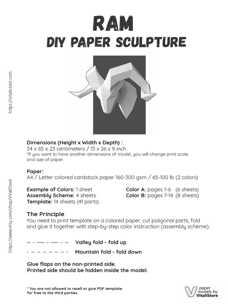 Ram DIY Paper Sculpture RE | PDF | Paper | Office Equipment