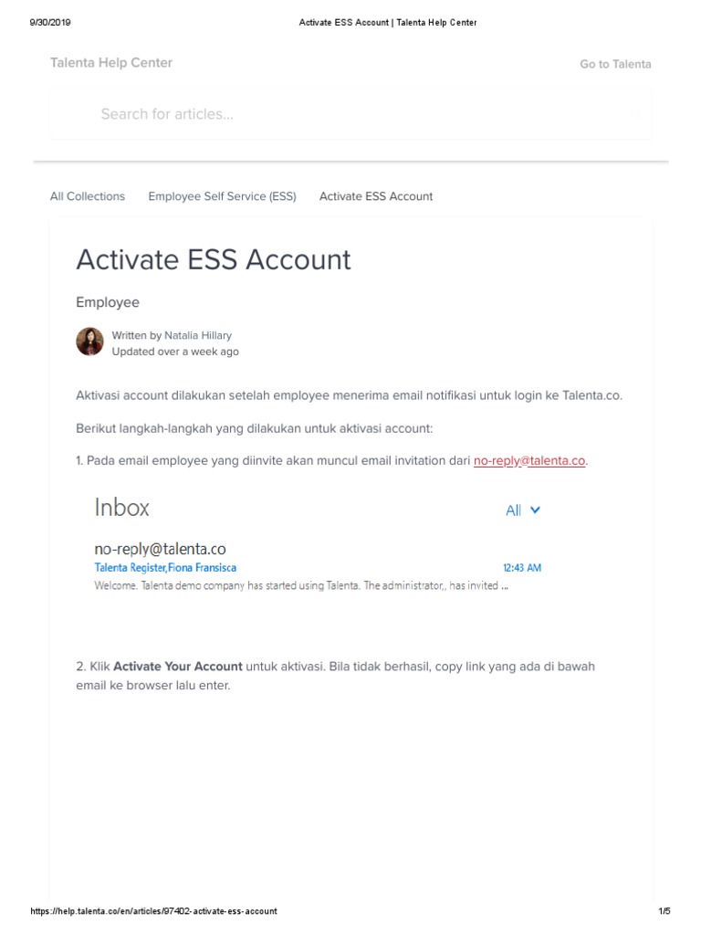 Activate ESS Account | PDF