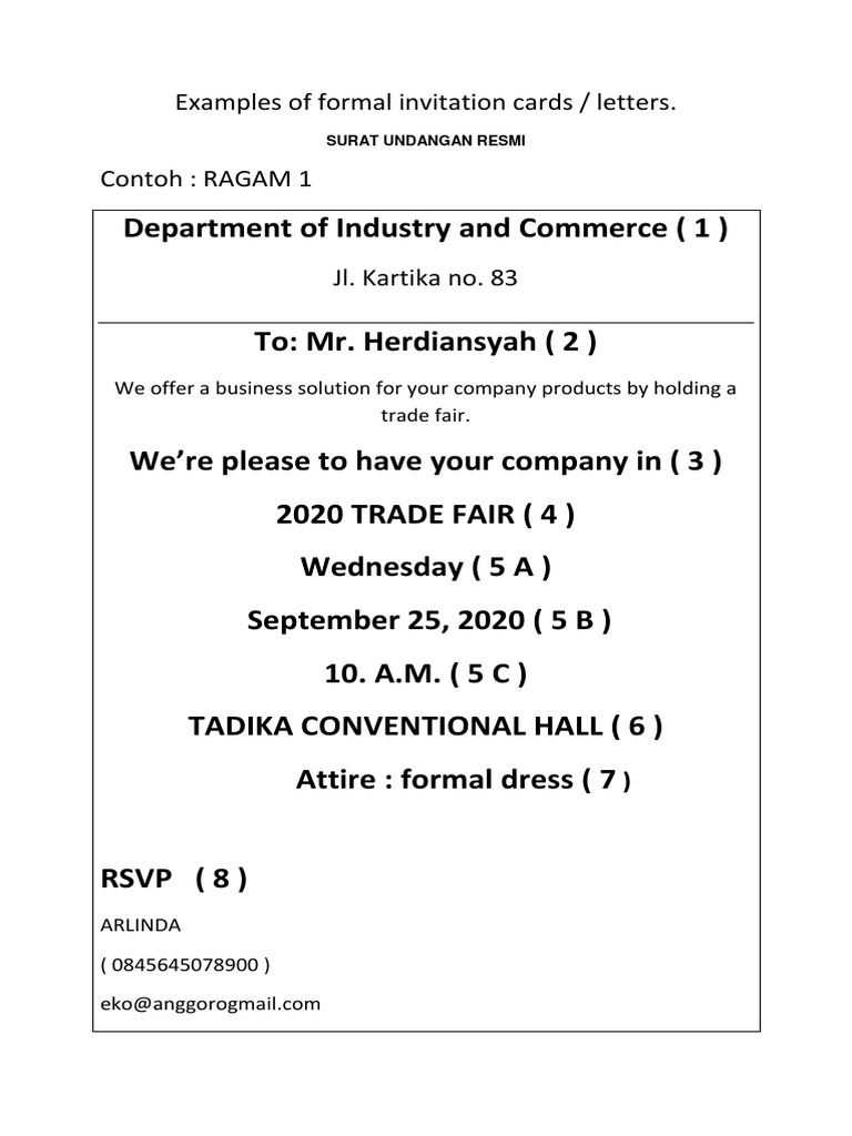 Contoh Invitation Card Formal