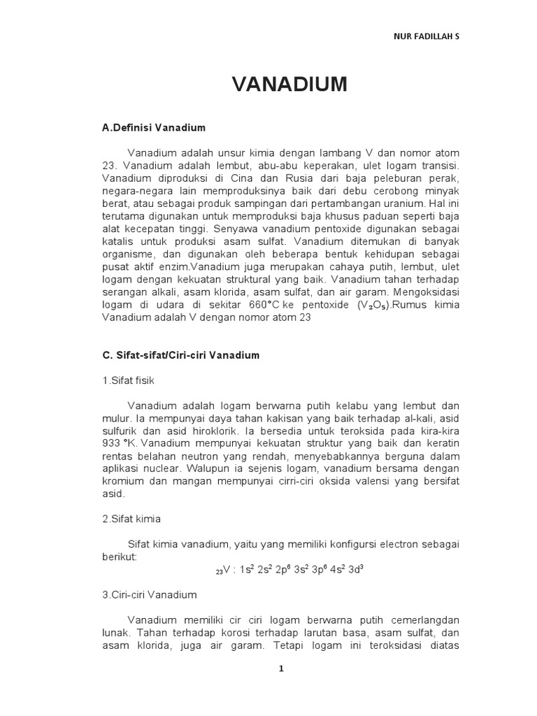 Vanadium | PDF | Sains & Matematika