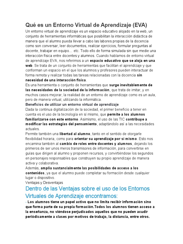 Qué Es Un Entorno Virtual de Aprendizaje | PDF | Blog | Internet