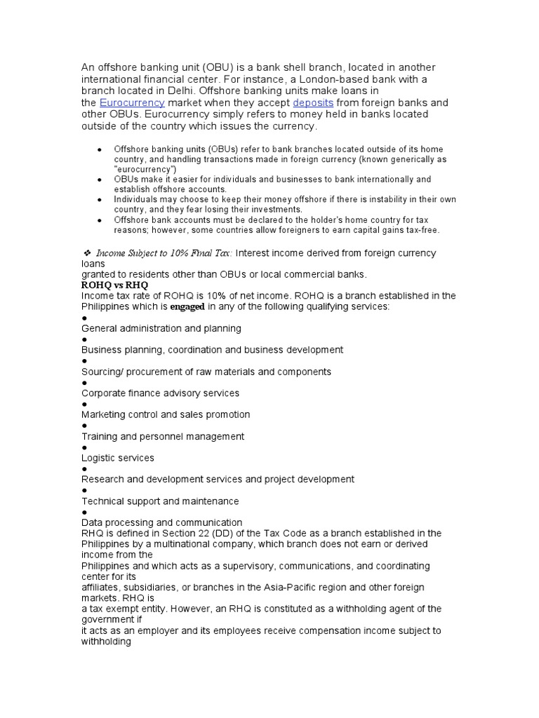 An Offshore Banking Unit | PDF | Banks | Economies