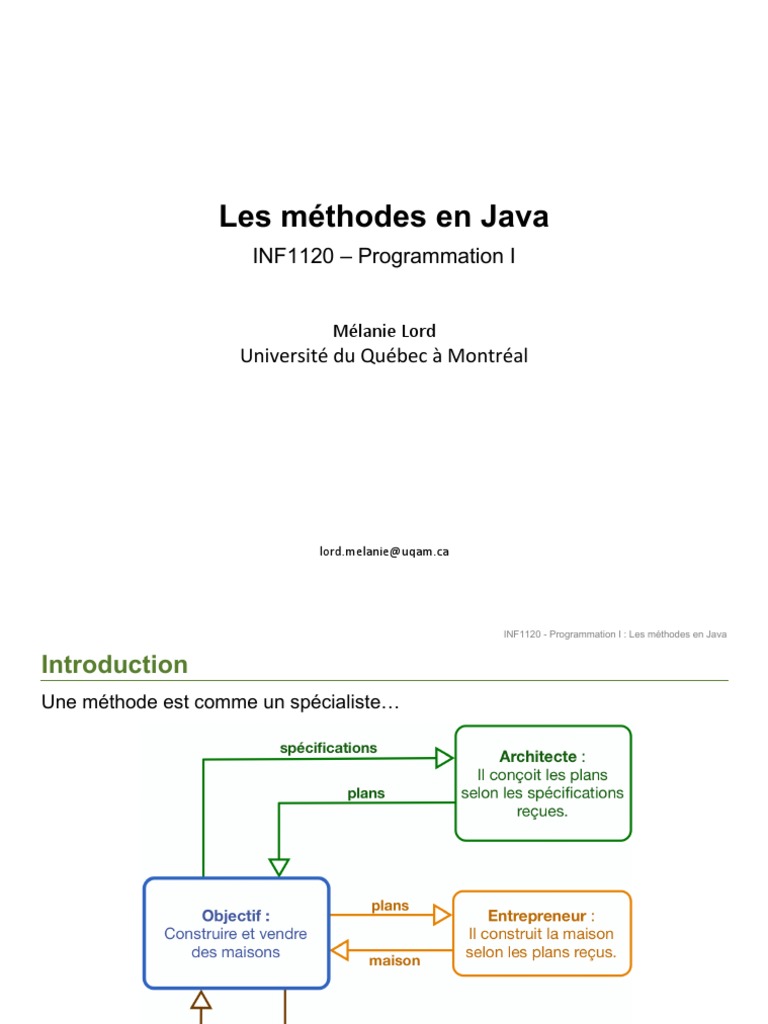 Slides Methodes v1.2 | PDF | Java (Langage de programmation) | Programmation informatique