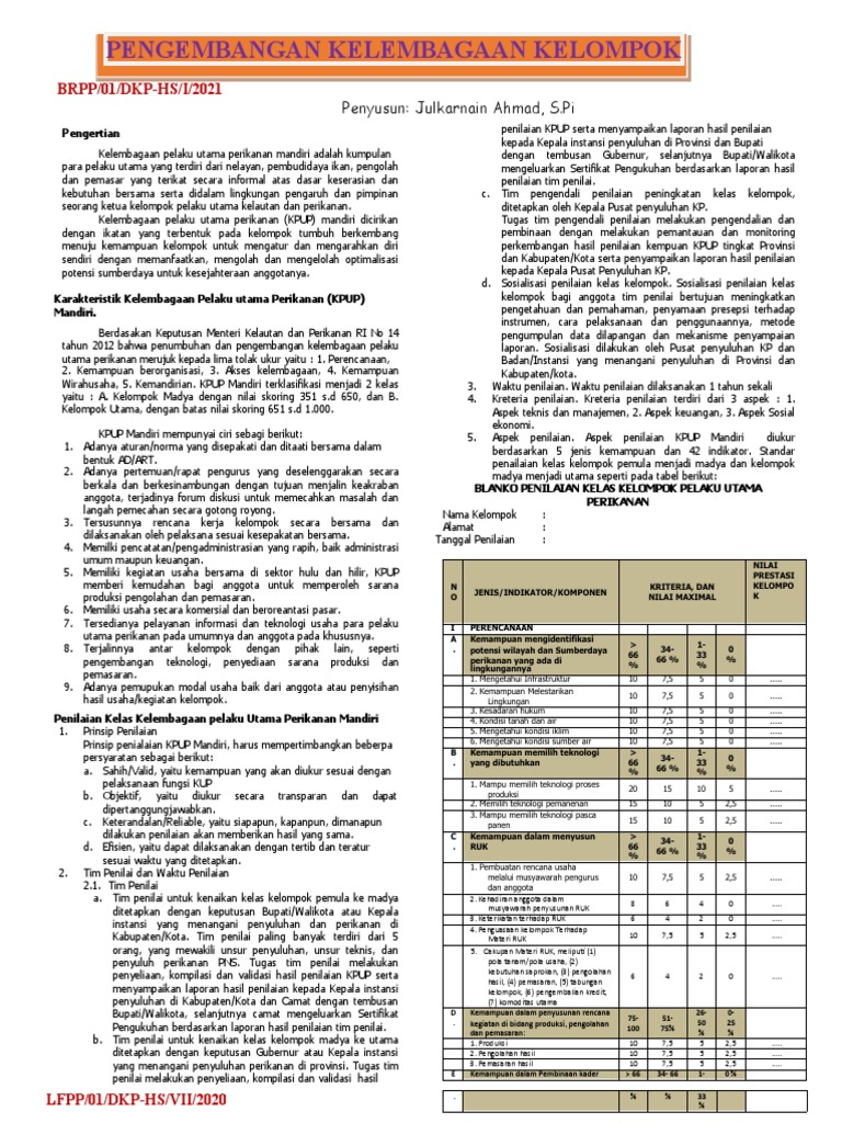 Osur Pengembangan Kelembagaan Kelompok | PDF