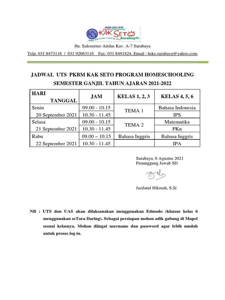 Jadwal Uts Ganjil 2021 | PDF