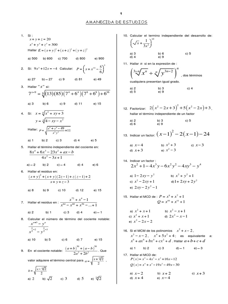 ALGEBRA | PDF | Matemáticas | Álgebra