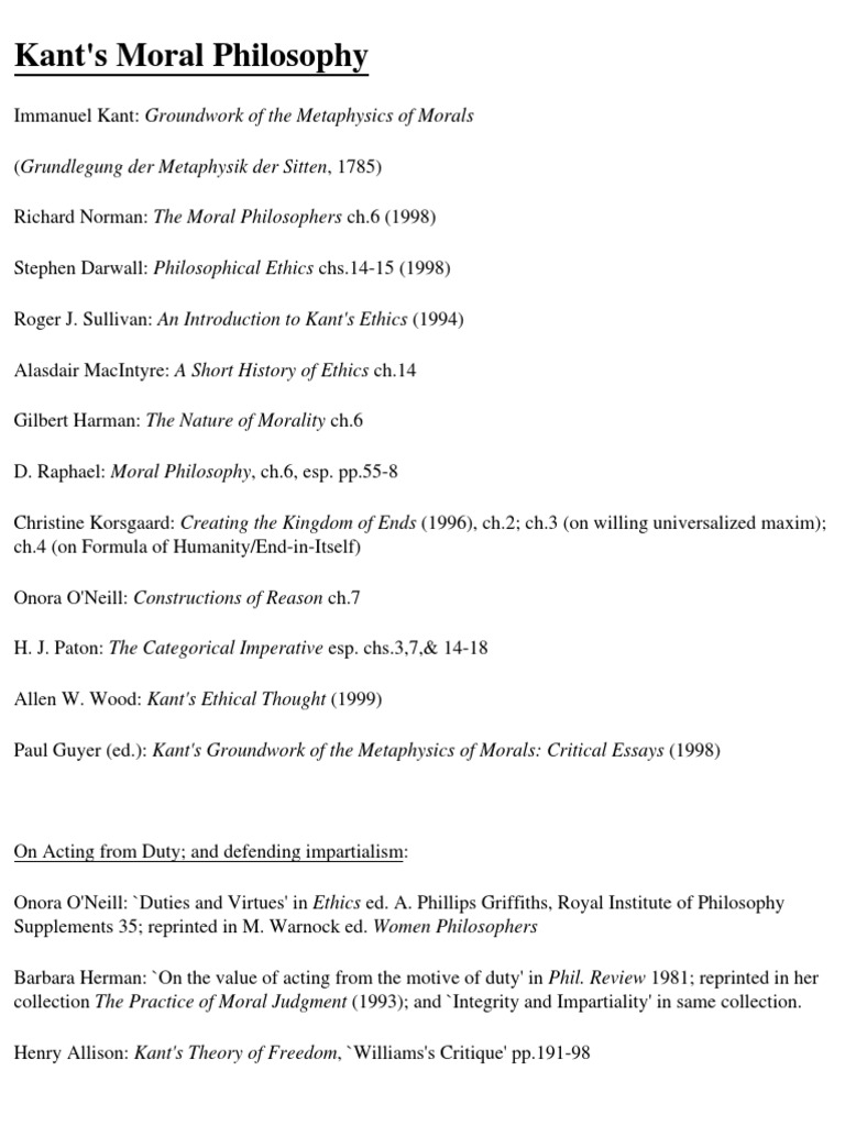 Kant's Moral Philosophy | PDF | Immanuel Kant | Philosophical Theories
