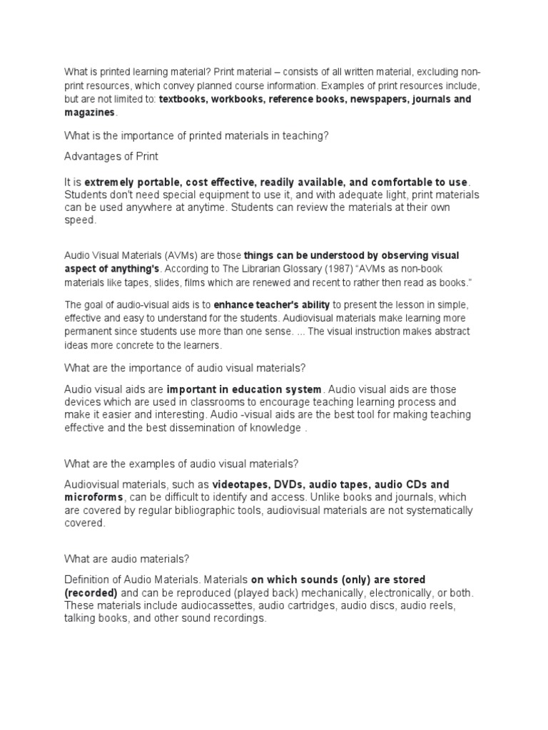 What Is Printed Learning Material | PDF | Multimedia | Videotape