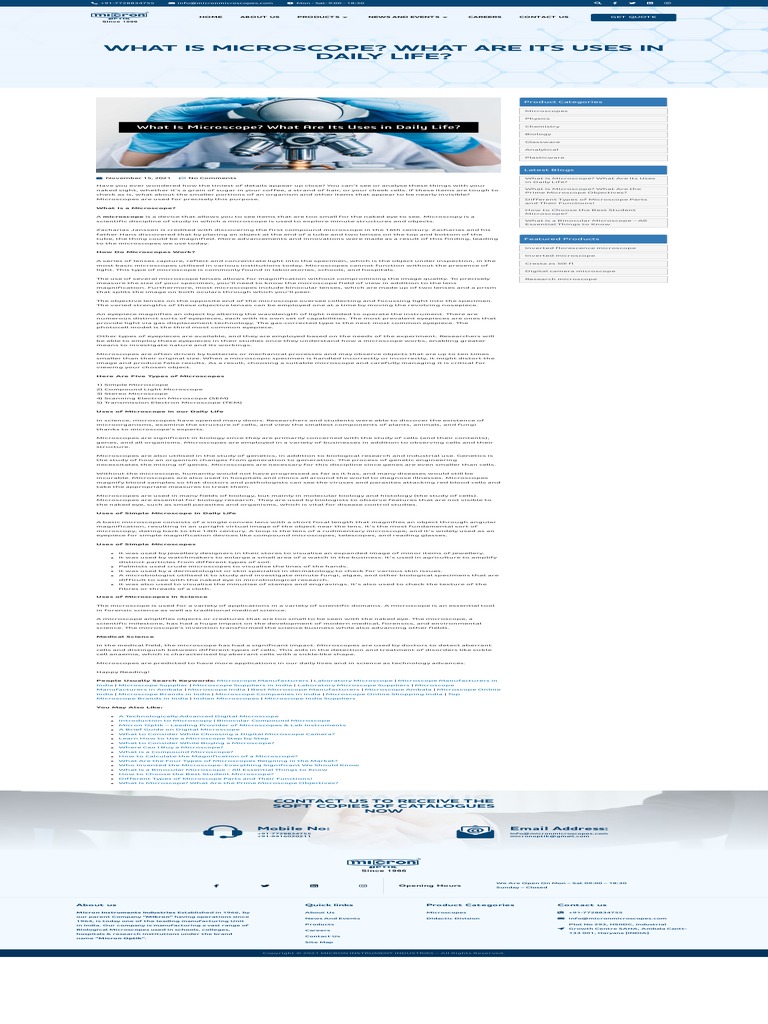 What Is Microscope What Are Its Uses in Daily Life | PDF | Microscope ...