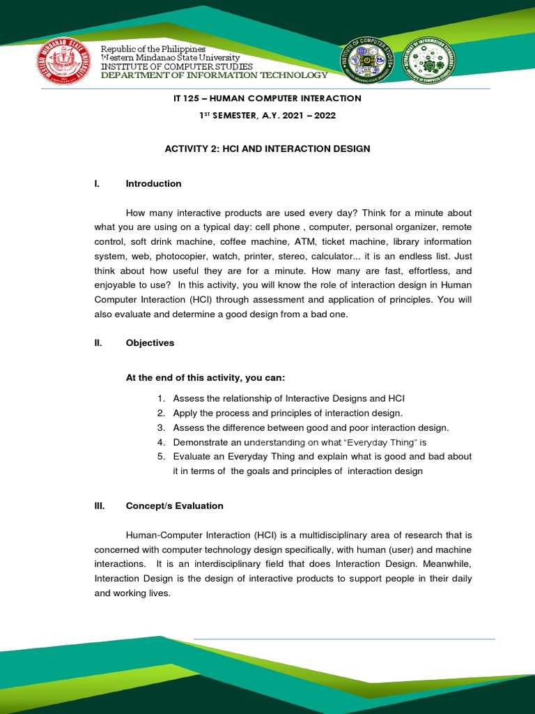 Activity2-Hci and Interaction Design | PDF | Human–Computer Interaction ...