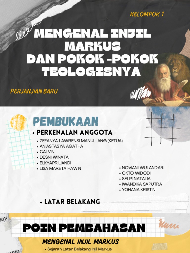 Injil Markus Presentasi | PDF | Sejarah | Agama & Spiritualitas