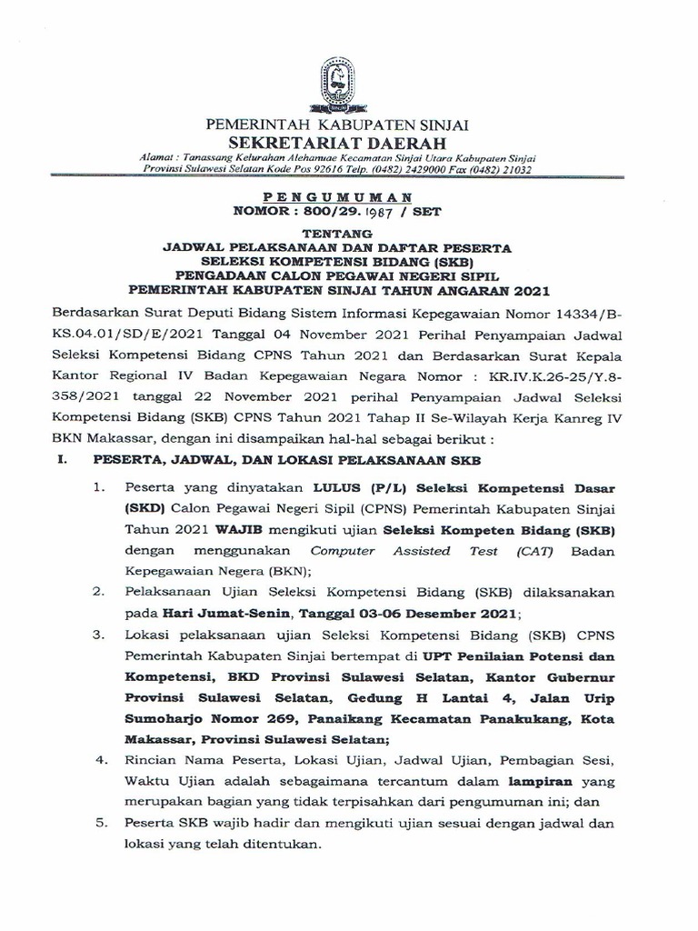 #7310-Jadwal SKB 2020 | PDF