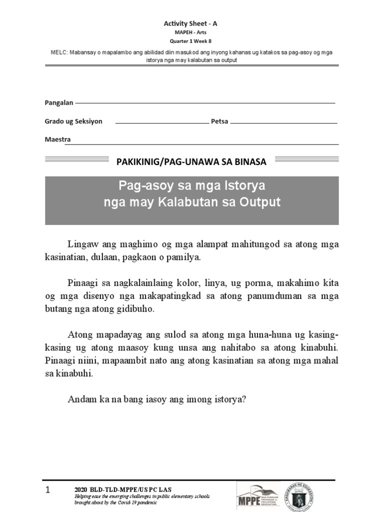 Grade 2 MAPEH-Arts Q1 W8 Learning Activity Sheet Set A | PDF