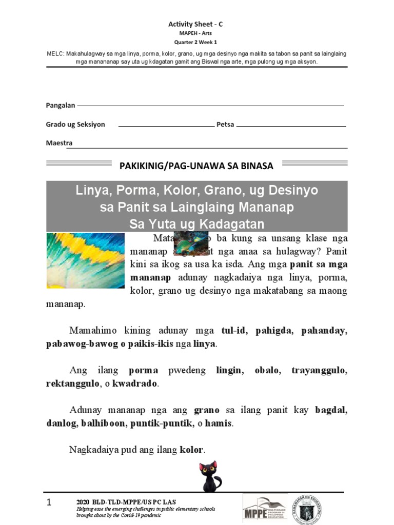 Grade 2 MAPEH-Arts Q2 W1 Learning Activity Sheet Set | PDF