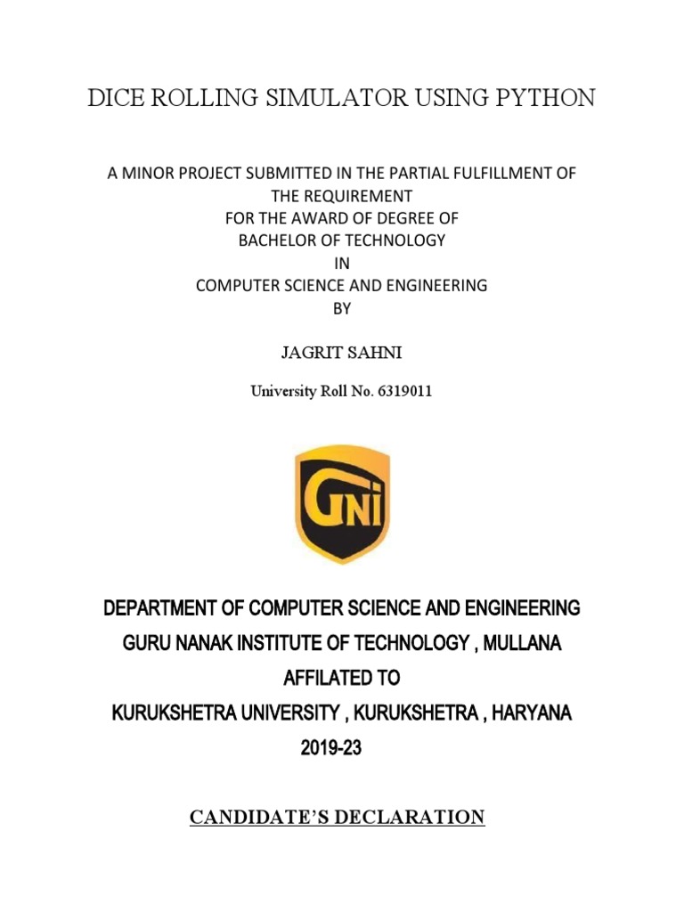 Dice Rolling Simulator - Jagrit Sahni | PDF | Python (Programming Language) | Source Code