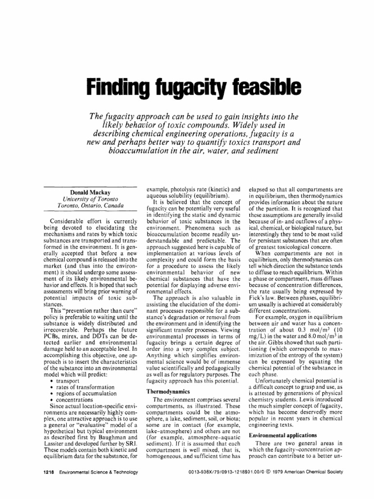 Finding Fugacity Feasible | PDF | Chemical Equilibrium | Water