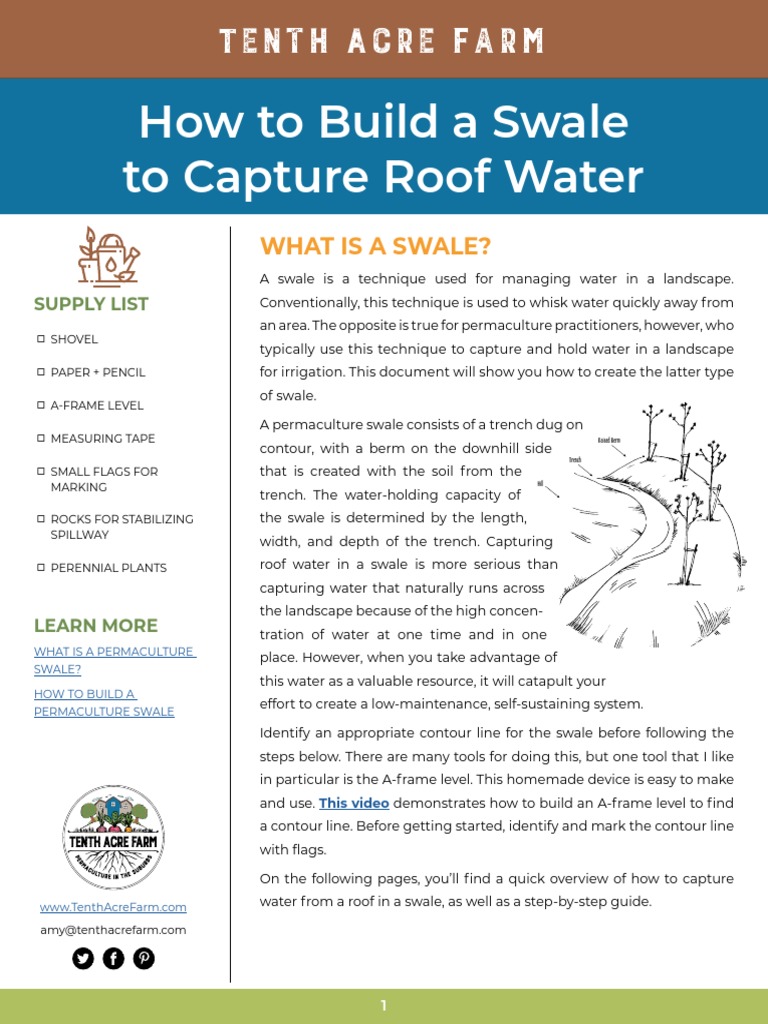 How To Build A Swale To Capture Roof Water | PDF | Storm Drain ...
