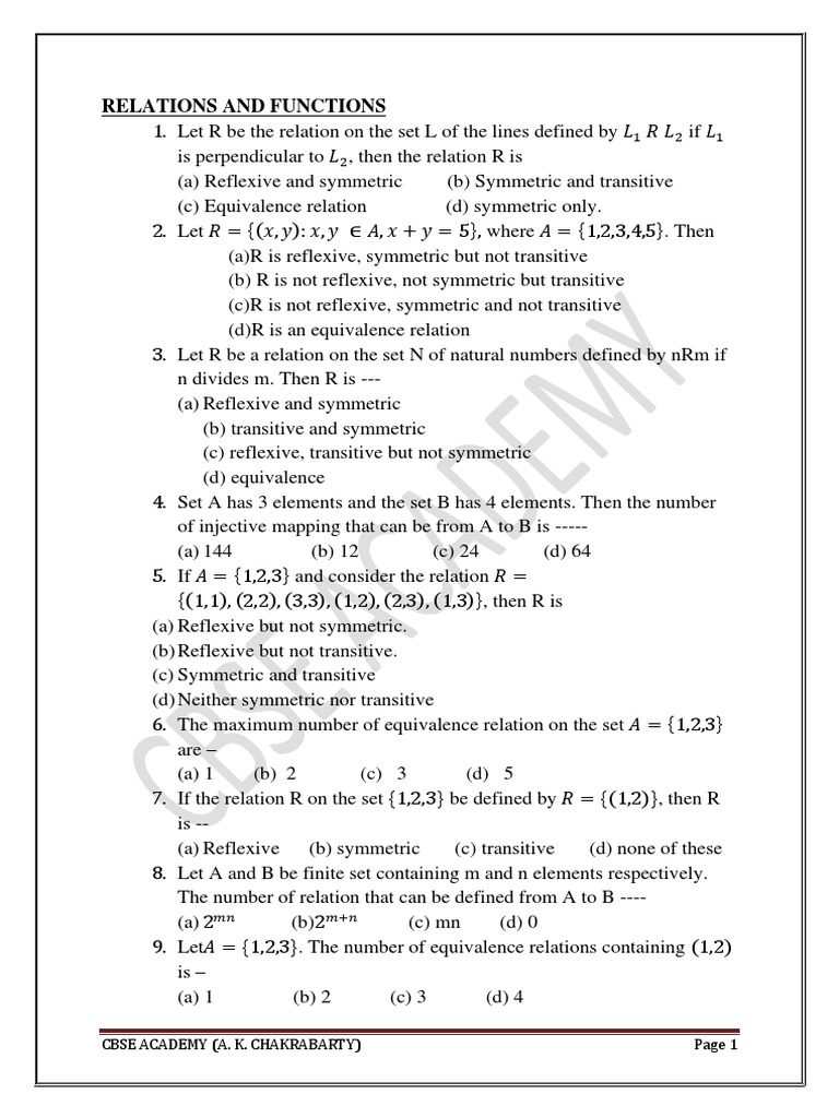 Relations And Functions In Mathematics Pdf Maxima And Minima