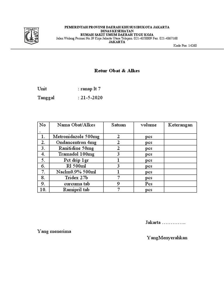 Form Retur Obat A | PDF