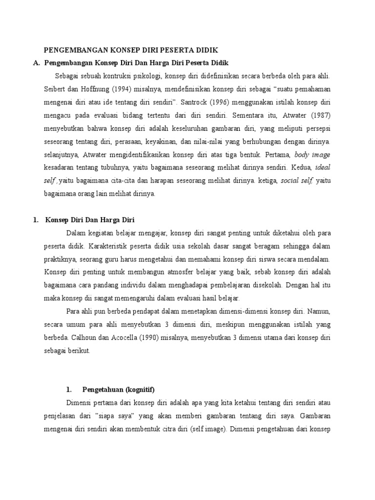 Pengembangan Konsep Diri Peserta Didik | PDF | Pengembangan Diri ...