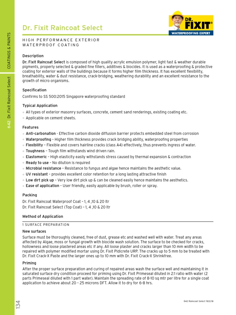 642 DR Fixit Raincoat Select | PDF | Paint | Applied And ...