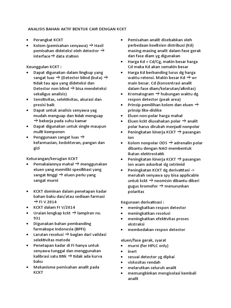Analisis Bahan Aktif Bentuk Cair Dengan KCKT | PDF | Sains & Matematika