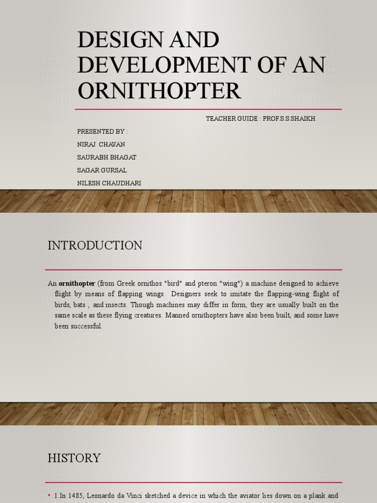 Design and Development of An Ornithopter | PDF | Flight | Lift (Force)