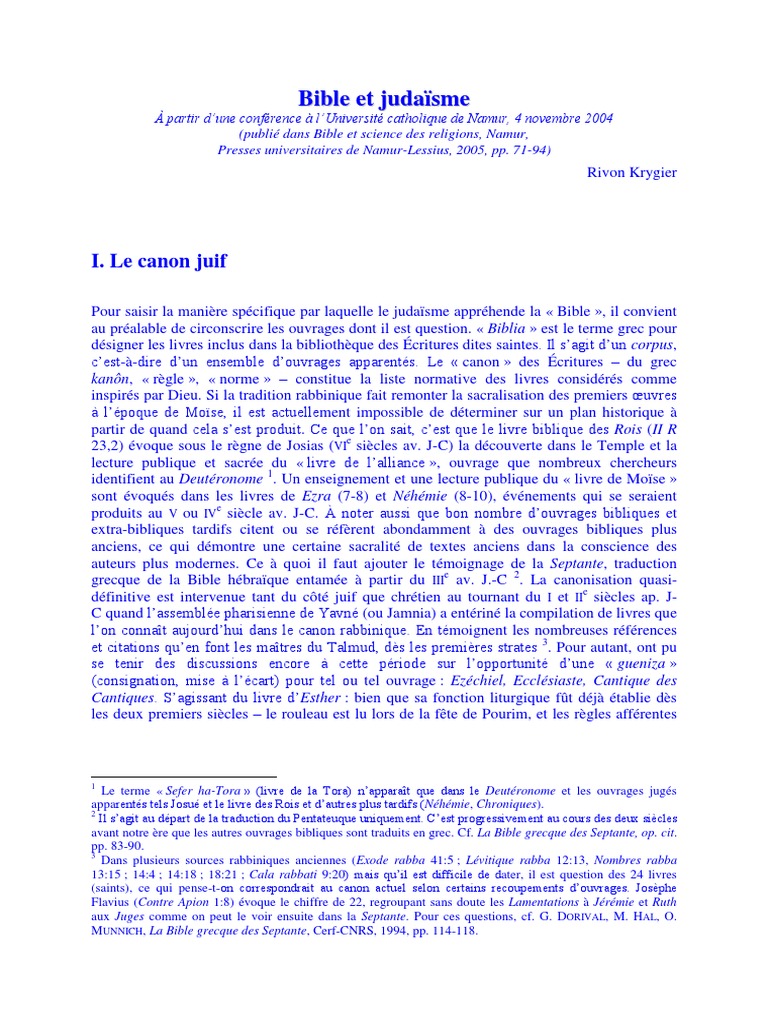 Bible Et Judaisme | PDF | Septante | Bible hébraïque