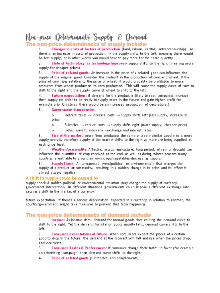 Non-Price Determinants of Supply & Demand | PDF | Supply (Economics ...