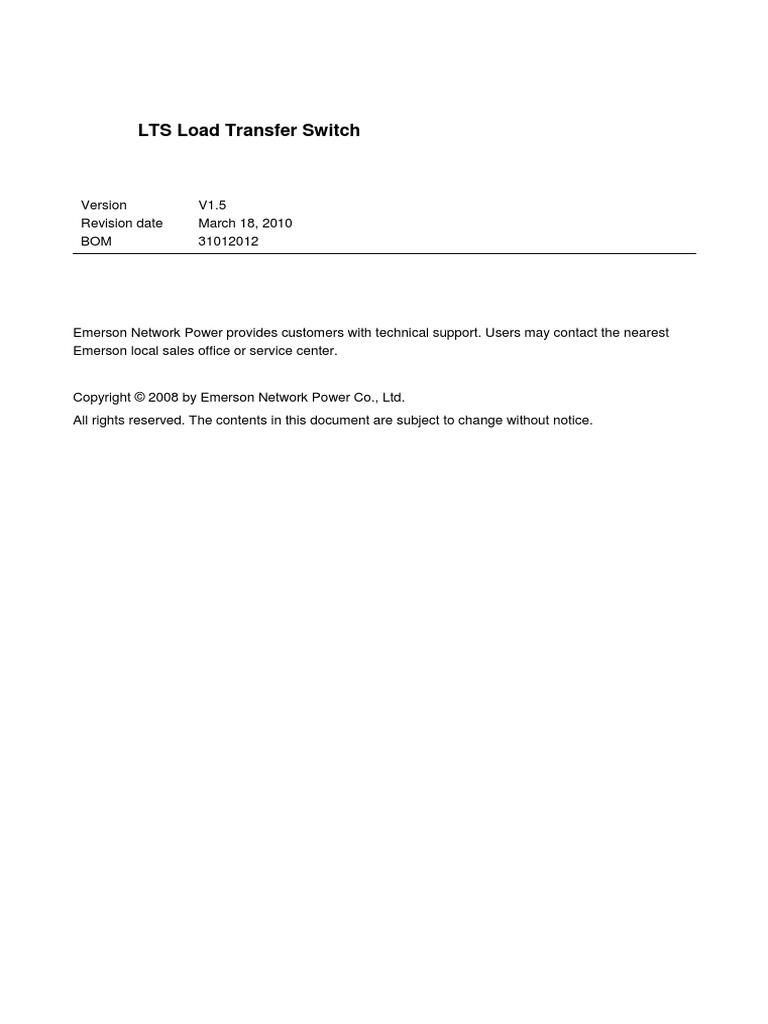 Liebert LTS Load Transfer Switch | PDF | Power Supply | Switch