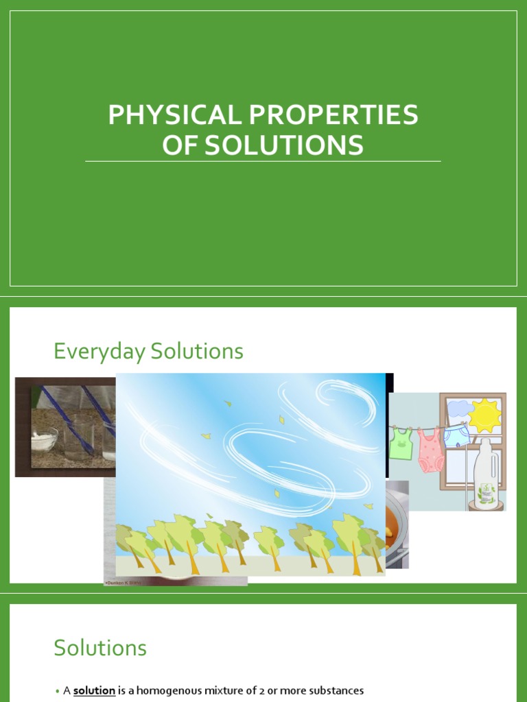 Physical Properties of Solutions | PDF | Solution | Concentration