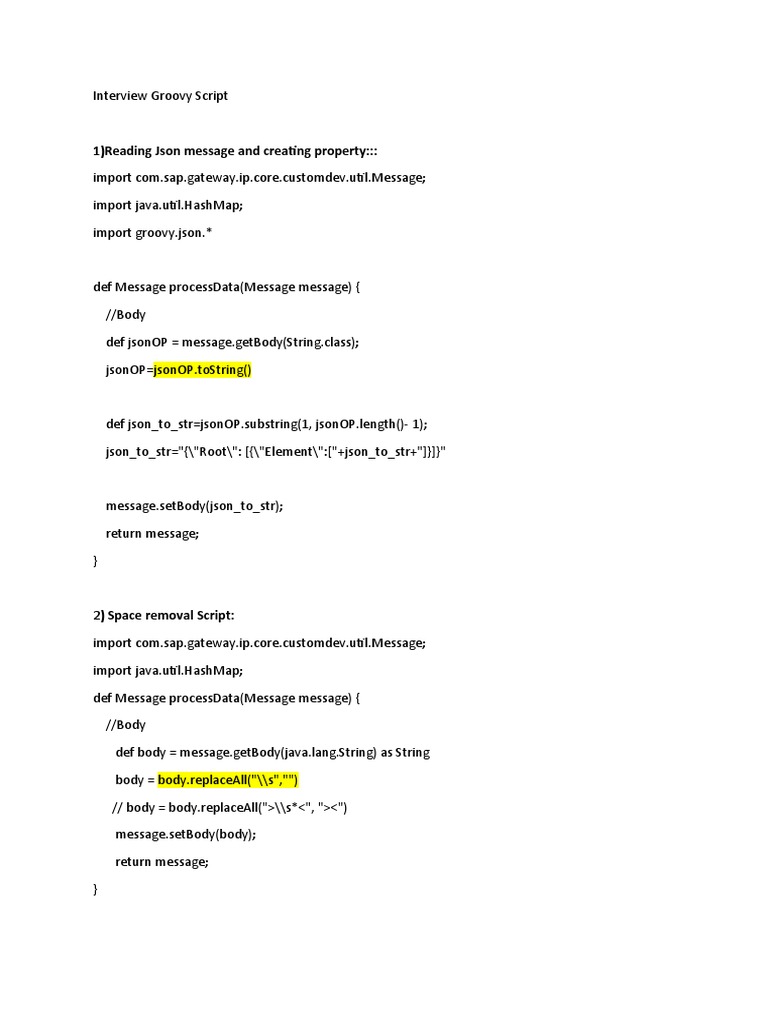Interview Groovy Script | PDF | Java (Programming Language) | String (Computer Science)