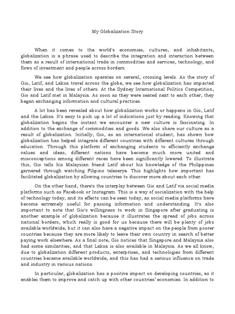 My Globalization Story | PDF | Globalization | Economies