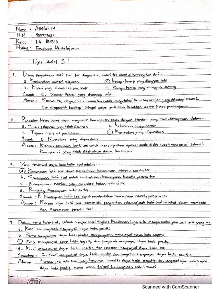 Athillah N - TT3 - Evaluasi Pembelajaran | PDF