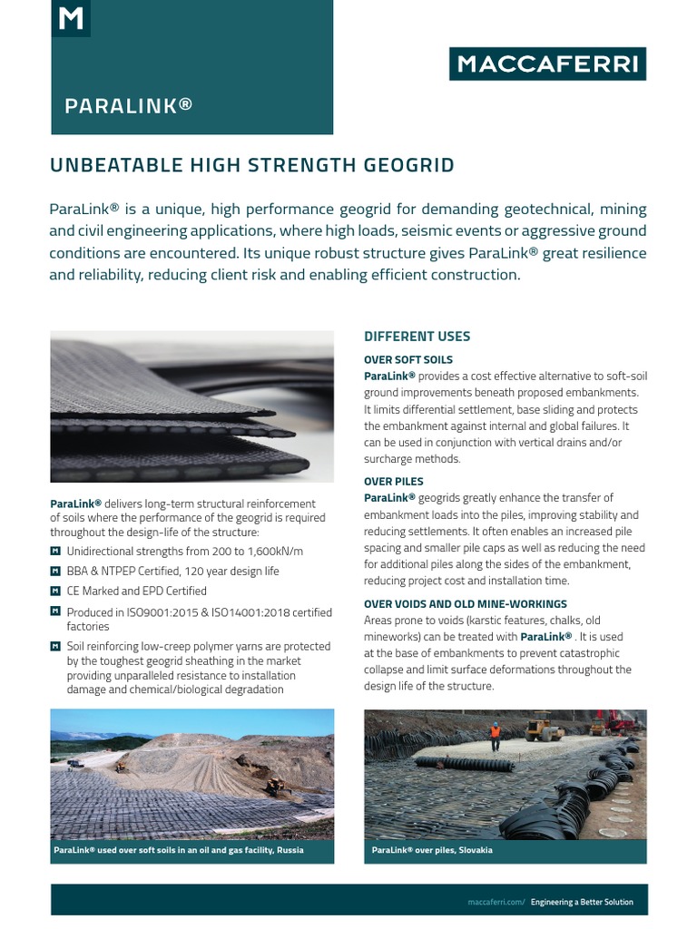 Paralink®: Unbeatable High Strength Geogrid | PDF | Strength Of ...