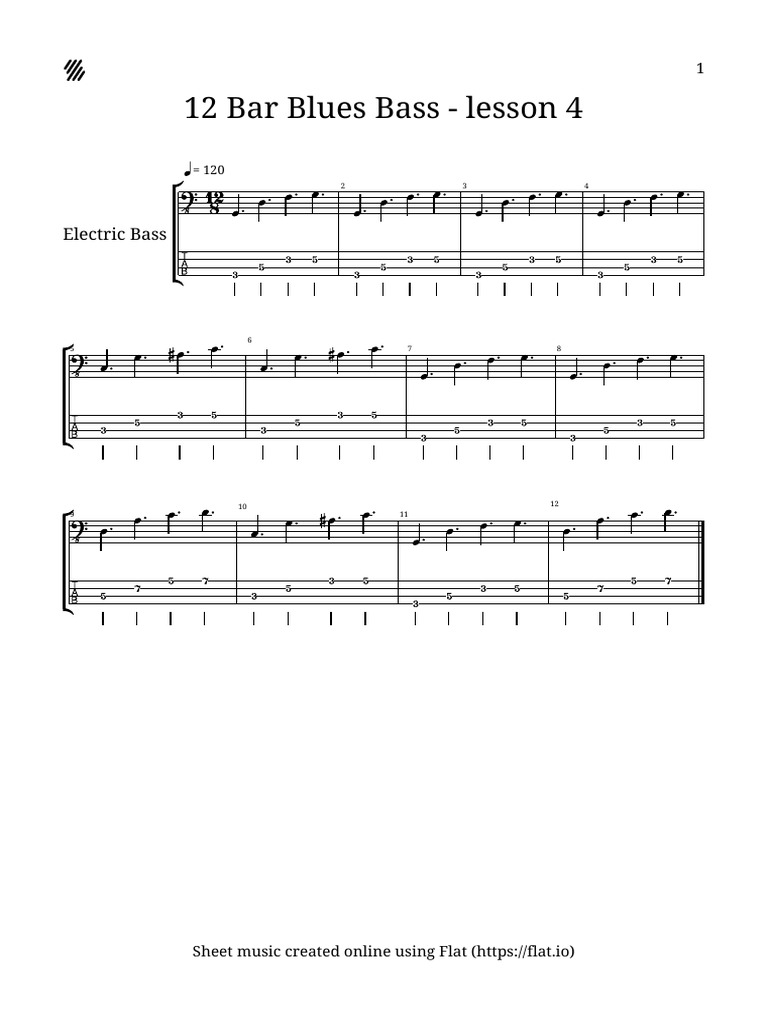 12 Bar Blues Bass - Lesson 4 | PDF
