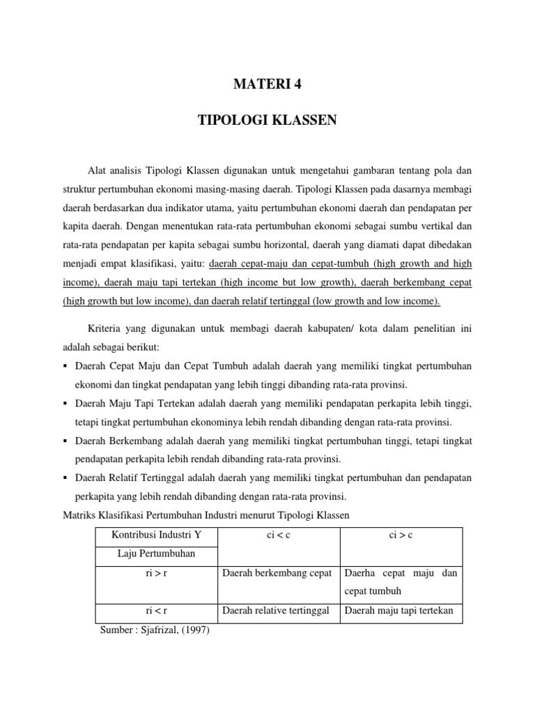 Analisis Tipologi Klassen Maluku Utara | PDF