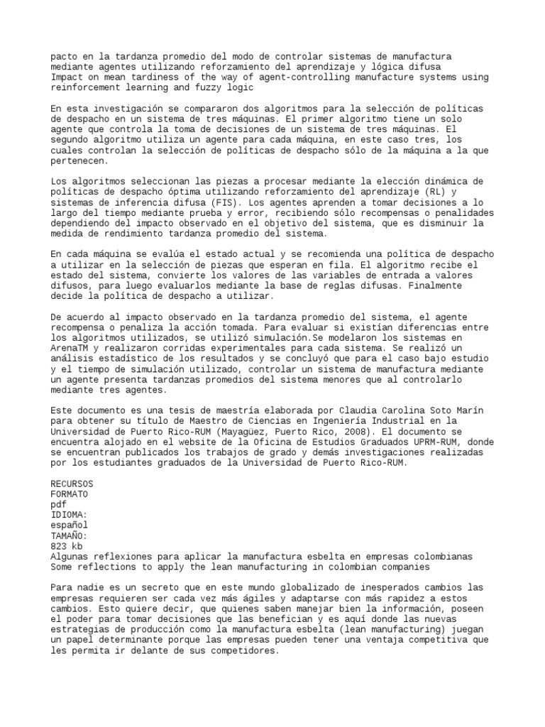 1 | PDF | Lean Manufacturing | Lógica difusa