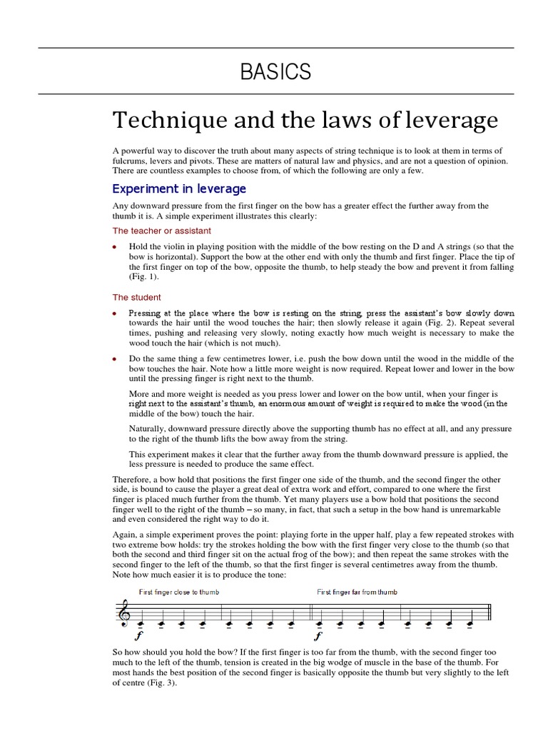 Technique and The Laws of Leverage: Basics | PDF | Lever | Violin