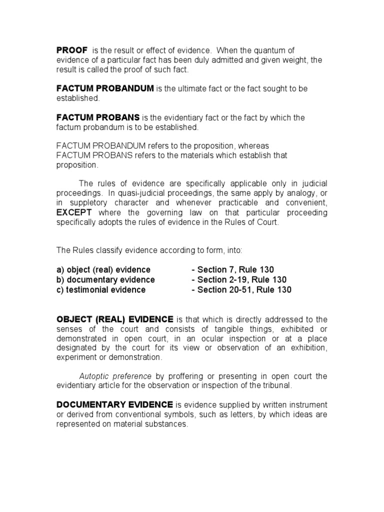 Proof: Is The Result or Effect of Evidence. When The Quantum of | PDF ...