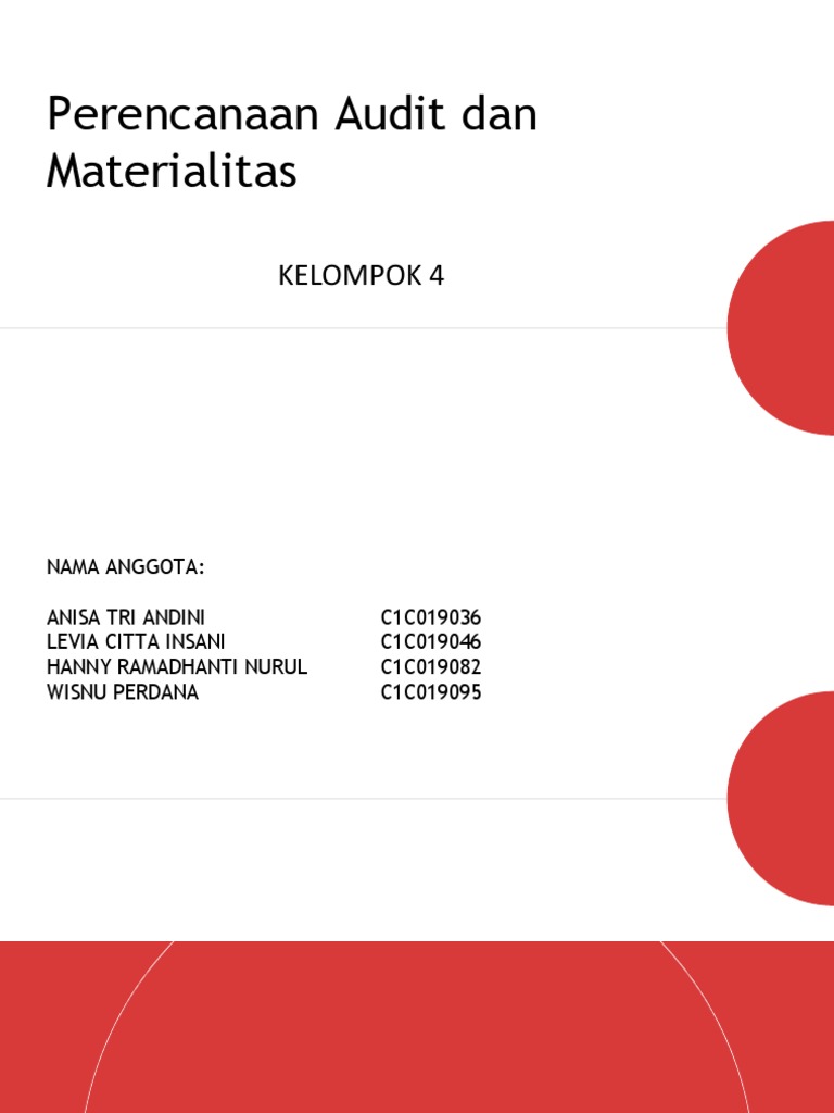 Perencanaan Audit & Materialitas Kelompok 4 | PDF