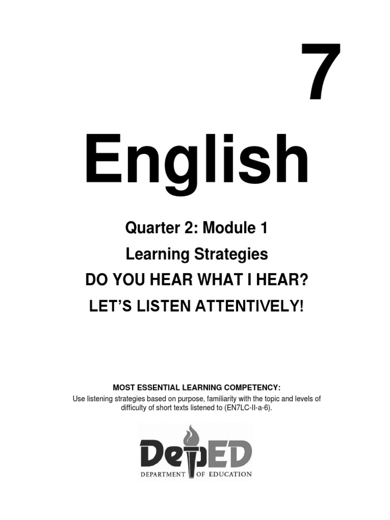 English 7 Q2 Week 1 | PDF | Learning | Attention