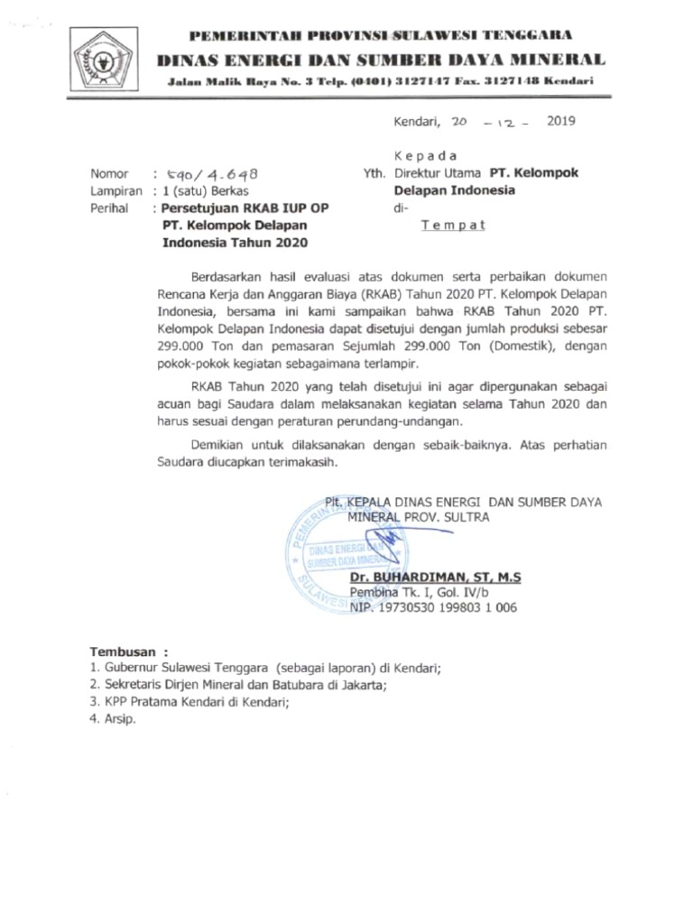 Rkab PT - Kelompok Delapan Indonesia | PDF