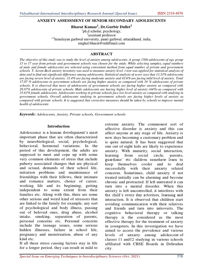 Second Paper Viirj Published | PDF | P Value | Mental Disorder
