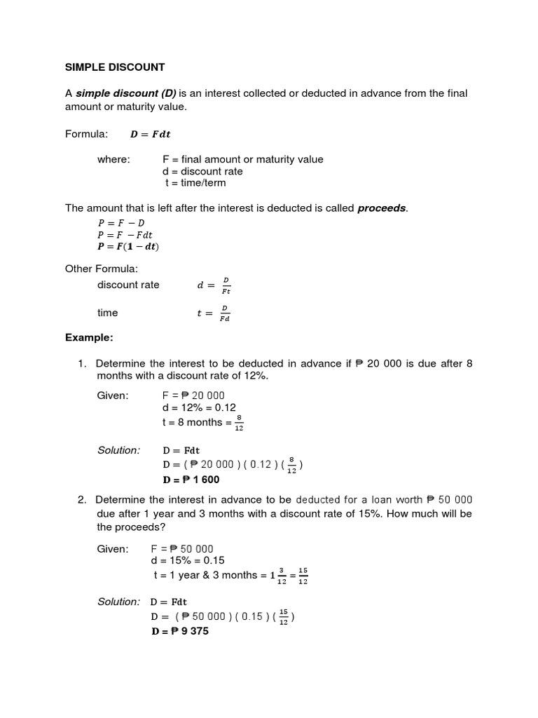Simple Discount: Solution | PDF | Interest | Financial Services
