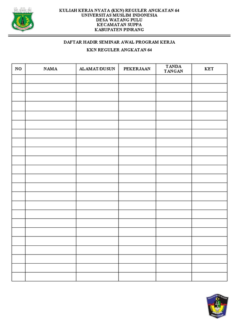 Absensi Seminar Proker | PDF